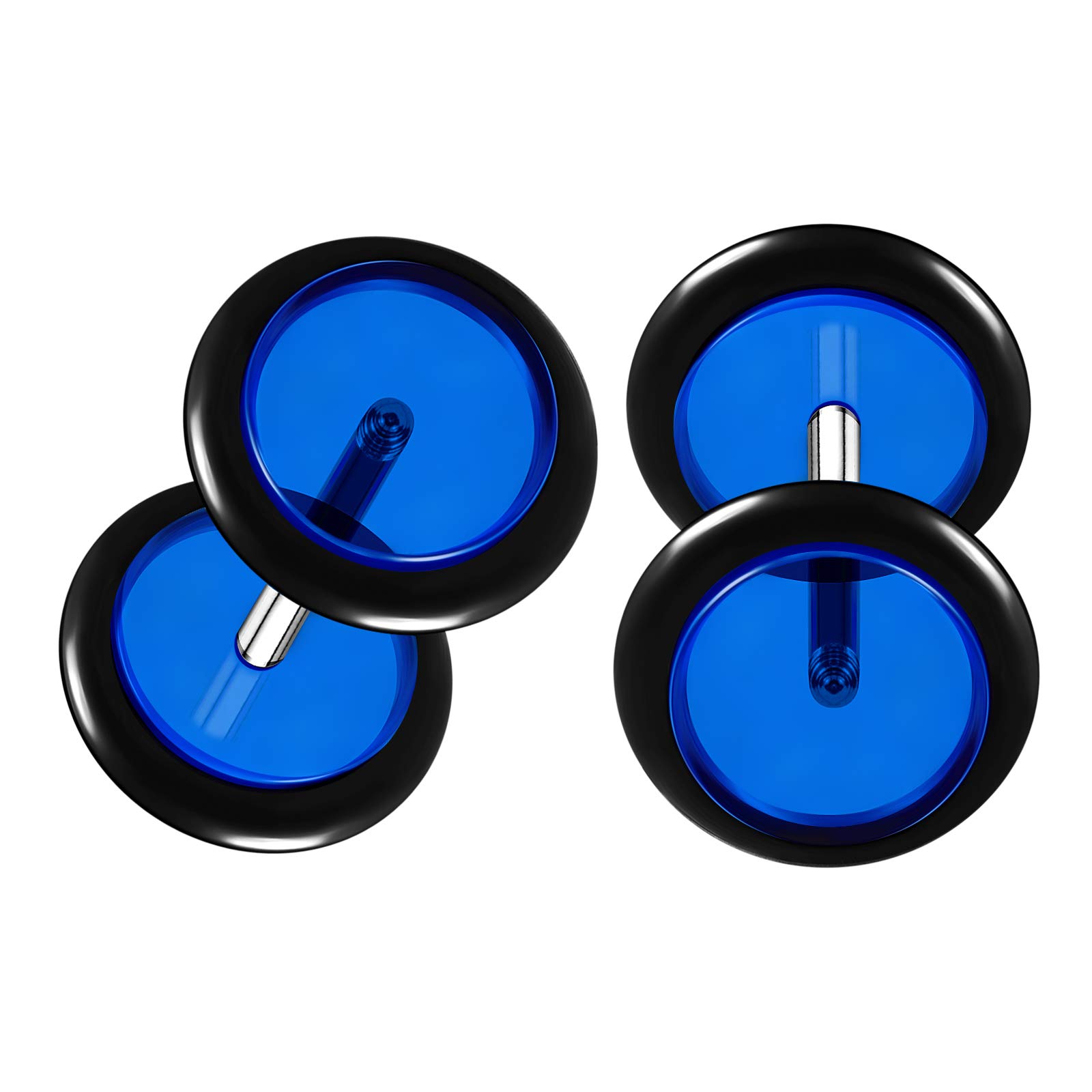 2 Pairs Clear Acrylic 16gauges 1.2mm 8mm Fake Glow in the dark O Ring Plugs Piercing Illusion Earring Cheater Ear Lobe BG8195