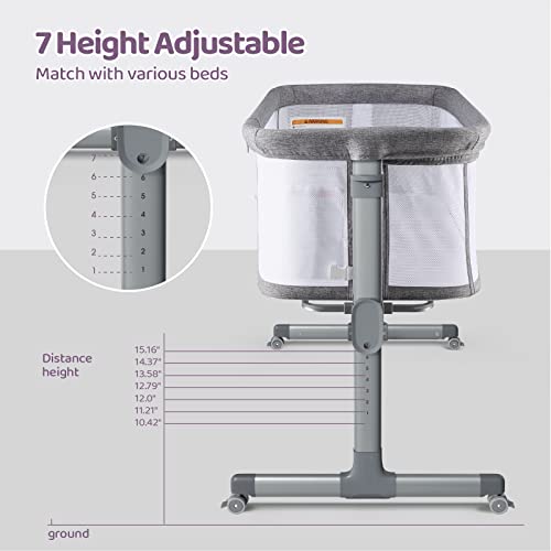 BUBAVAN Bassinet, Bedside Bassinet for Baby, Portable Bedside Sleeper, Co Sleeper Bassinet with Wheels, Baby Bed Sleeper, Breathable Mesh Design, Quick Fold with Mosquito Net & Storage Bag