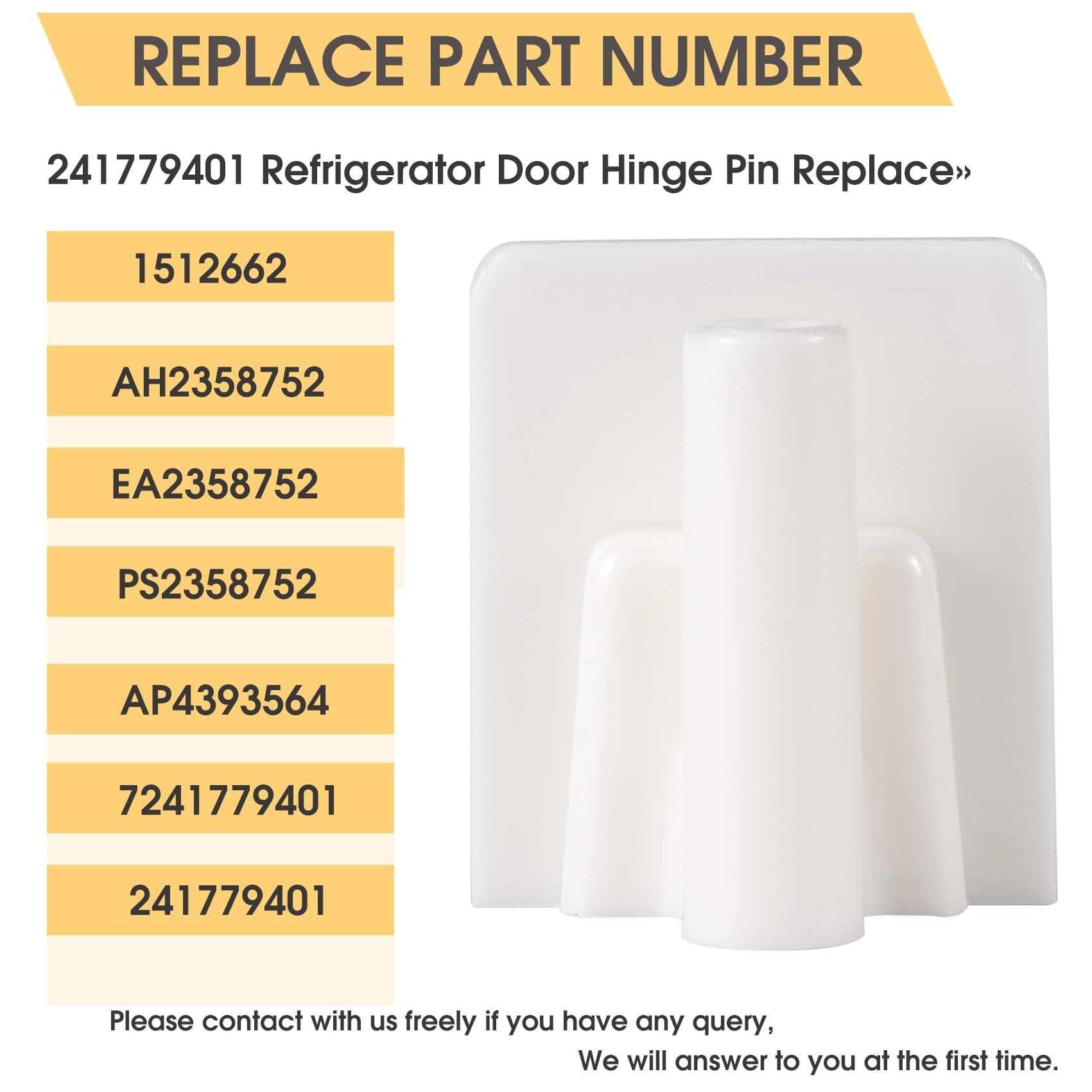 241779401 Refrigerator Door Hinge Pin Compatible with Frigidaire Electrolux Kenmore Refrigerator Door 1512662 AP4393564 AH2358752 EA2358752 PS2358752, Mullion, Upper or Lower Hinge Pin 2 Pack