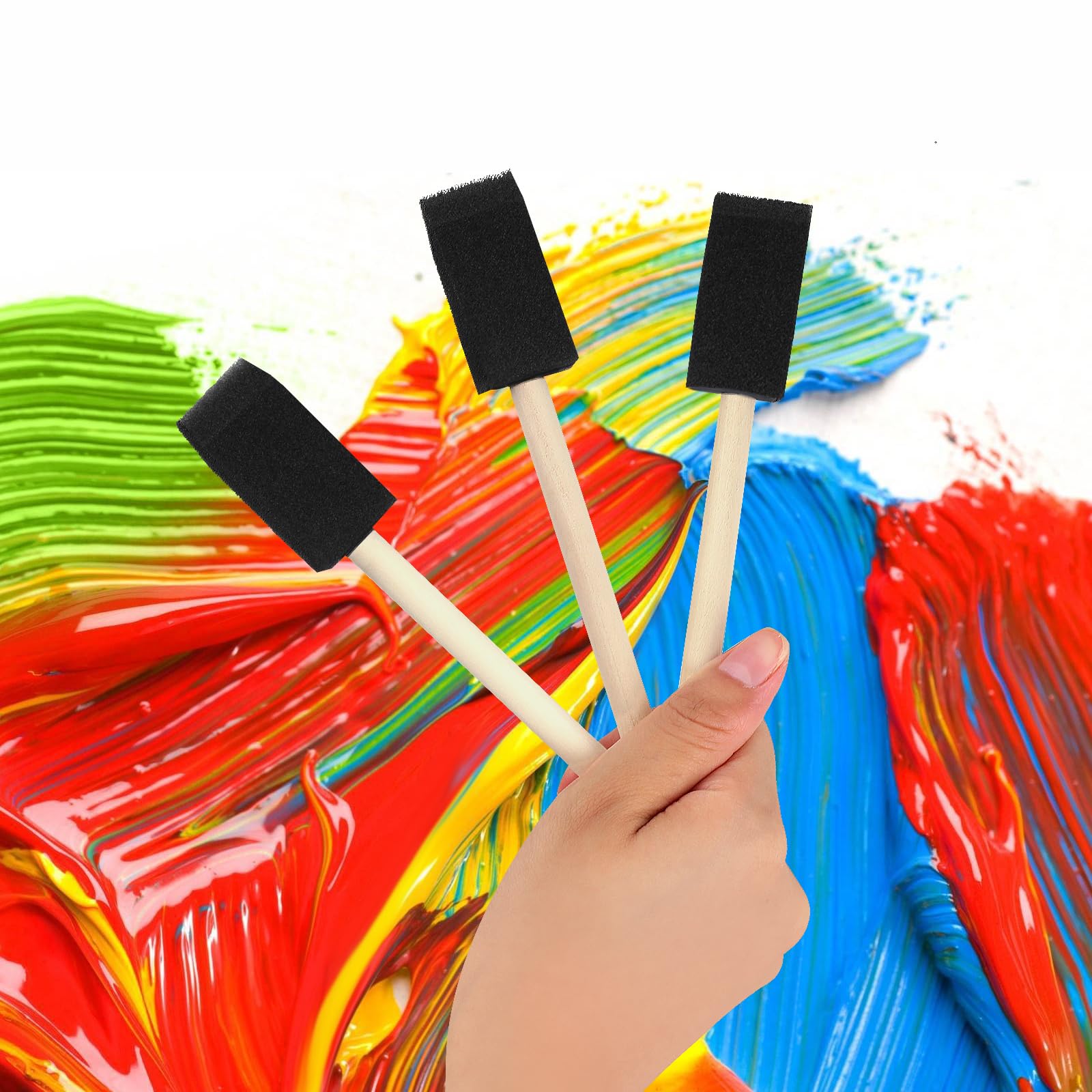 40 Pcs Foam Brush,1β Foam Paint Brushes, Wood Handle Sponge Paint Brush, Foam Brushes for Painting for Staining, Varnishes, and DIY Craft Projects