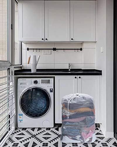 Nicunom 6 Pack Sturdy Coarse Mesh Laundry Bags, 24"x 36" Large Drawstring Laundry Bag Durable Machine Washable Storage Bag for College, Dorm and Apartment Dwellers, White