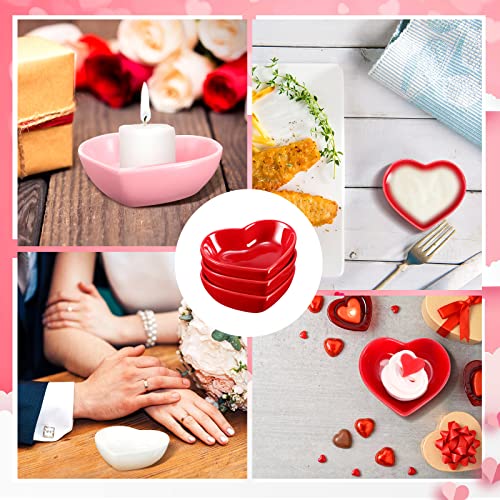 9 Pieces Heart Shaped Bowls Valentine's Day Multipurpose Ceramic Heart Sauce Dish Seasoning Heart Shaped Serving Bowls Sushi Dipping Kawaii Bowl Trinket Dish for Home Kitchen, Multiple Colour