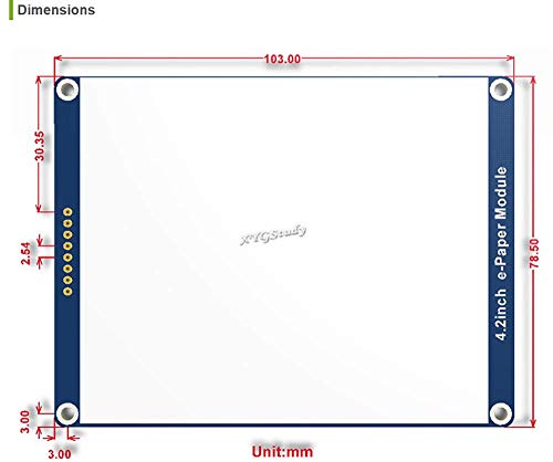 XYGStudy for Raspberry Pi/Jetson Nano/STM32 4.2 inch e-Paper E-Ink Display Module 400x300 Screen Interface SPI Compatible with 3.3V/5V MCU