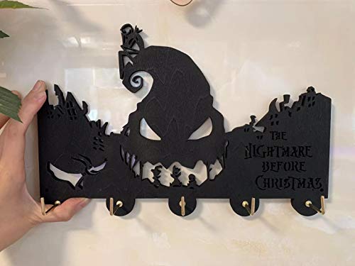 Nightmare Before Christmas Key Hooks-Jack Skellington Wall Hooks Heavy Duty 20LB(Max),Jack Wall Décor,Wood Coat Hooks, Key Holder,Key Hanger for Wall、Entryway and Kitchen