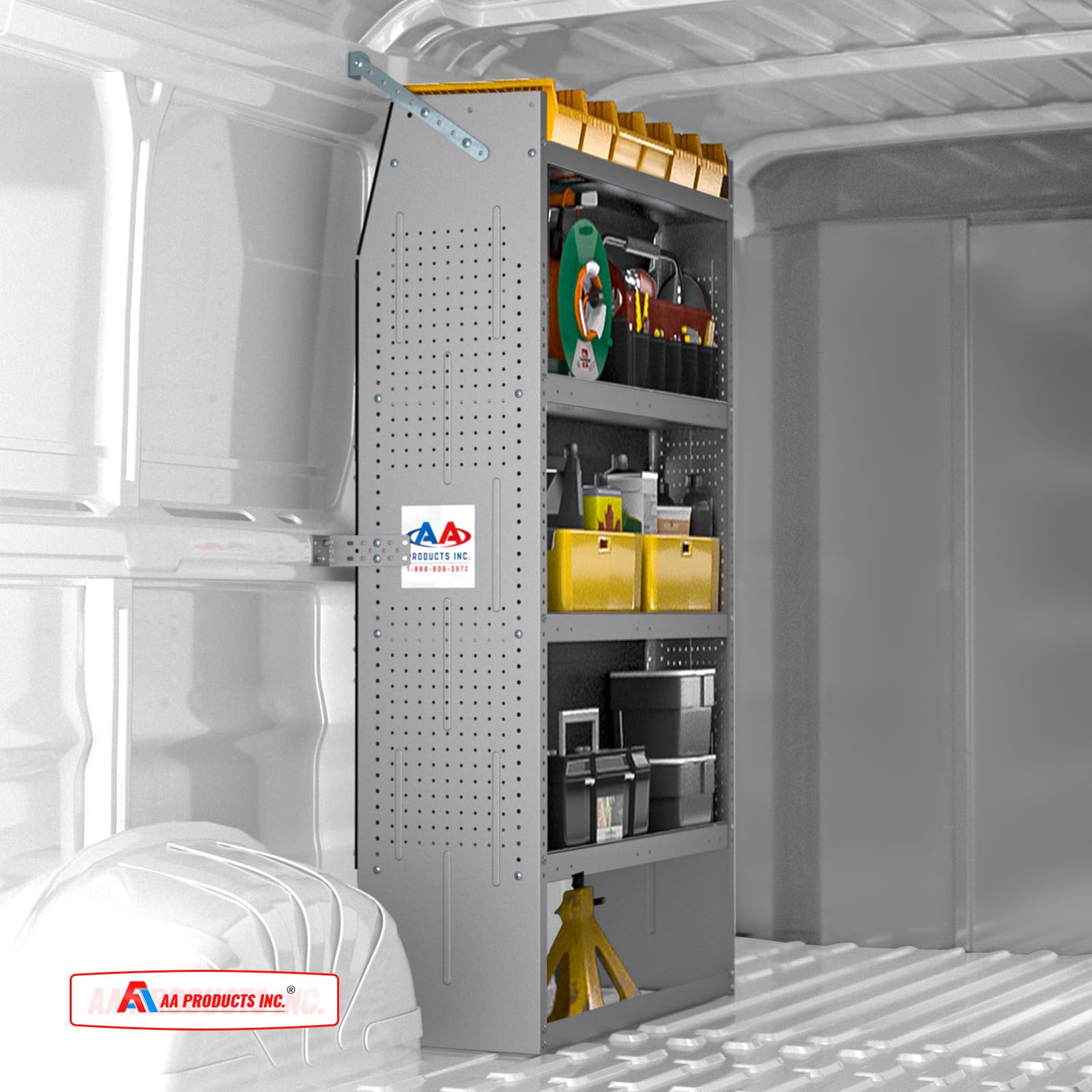 AA Products SH-6003 Steel Mid/High Roof Van Shelving Storage System Fits Transit, NV, Promaster and Sprinter, Van Shelving Units, 32''W x 60''H x 13''D