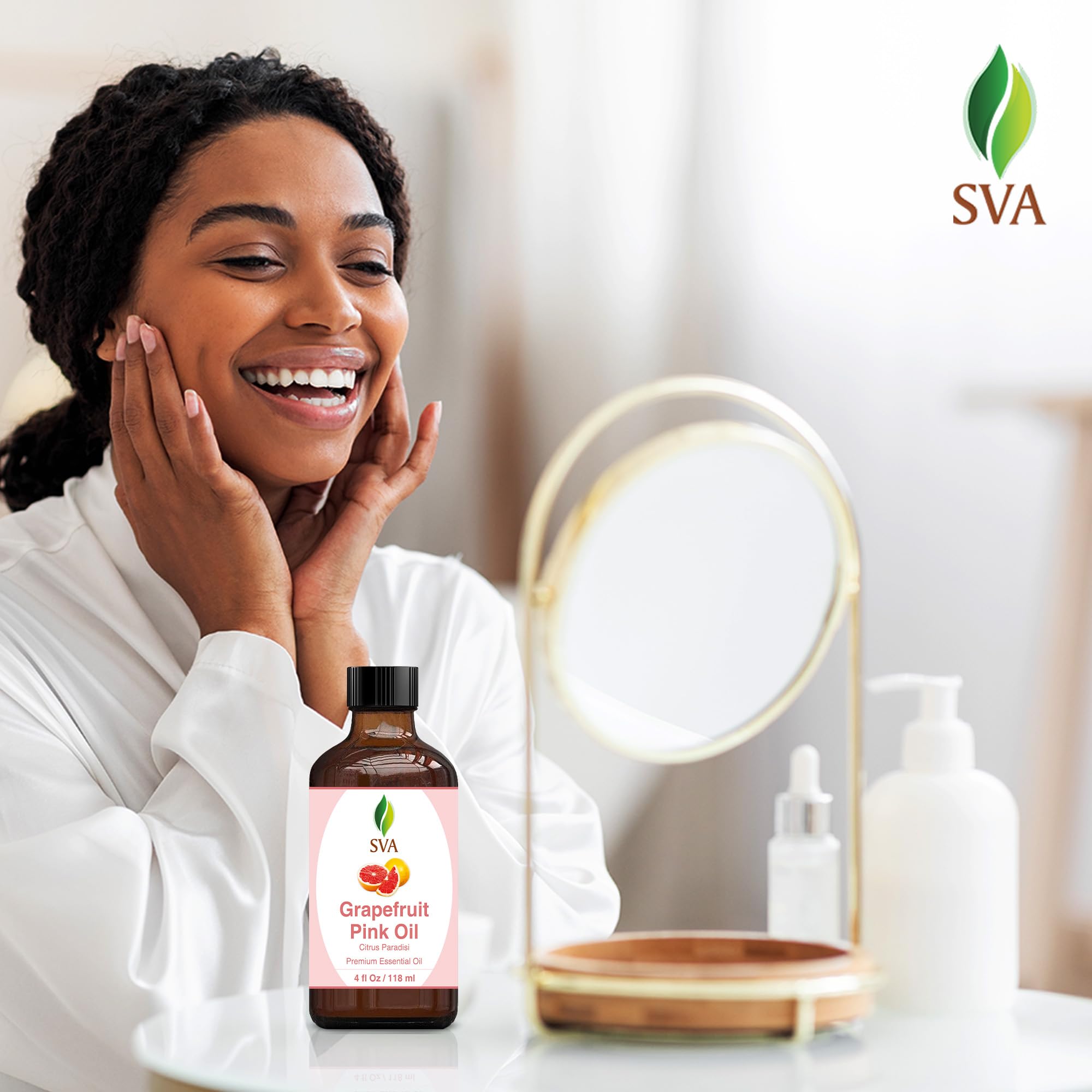 SVA Grapefruit Essential Oil Pink โ 4 Fl Oz โ 100% Natural Grapefruit Oil - for Diffuser, Hair Care, Face, Skin Care, Aromatherapy, Scalp and Body Massage, Soap and Candle Making - with Dropper