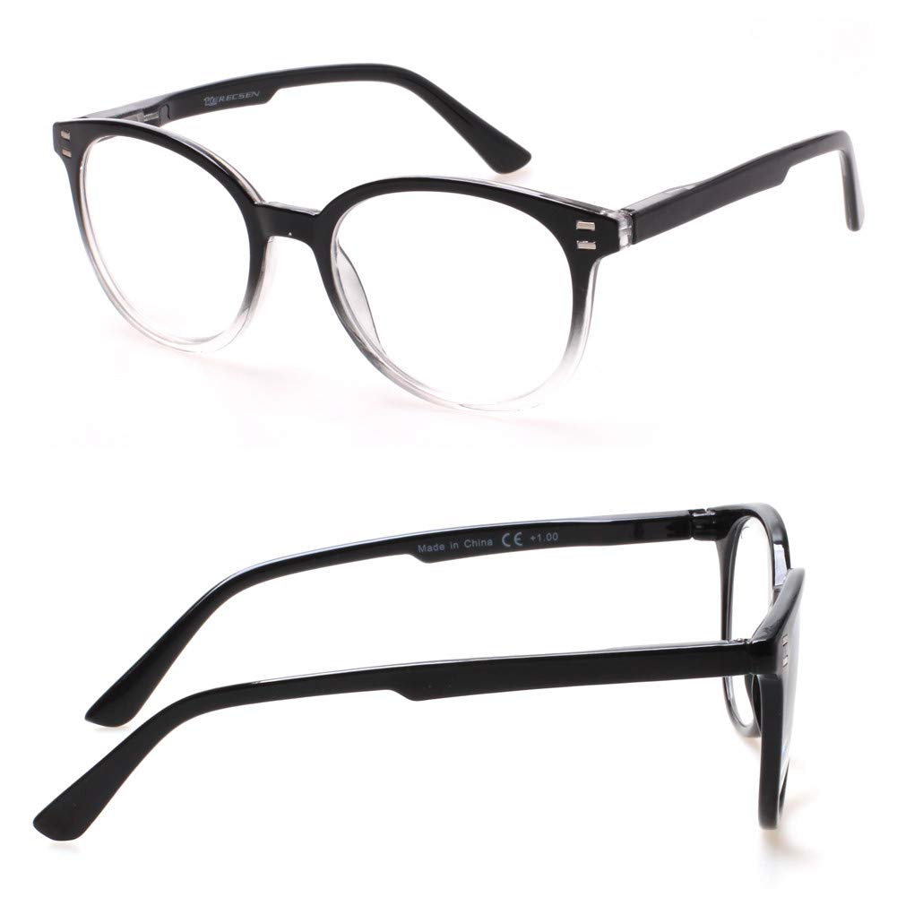 3 Pack Reading Glasses Spring Hinge Stylish Readers Black/Tortoise for Men and Women (3 Mix, 1.25)