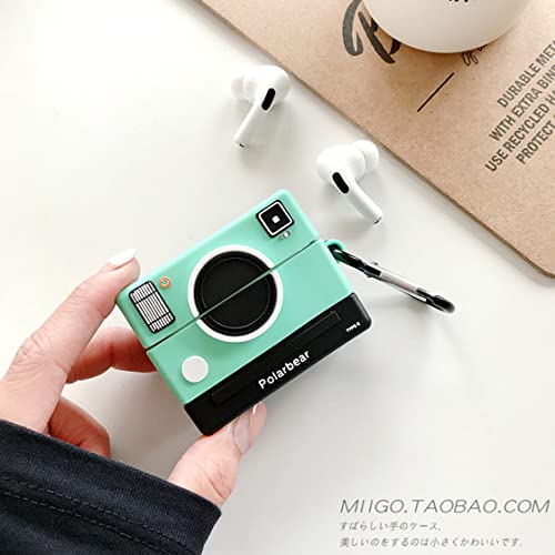 Airpod 3 Case, 2021 with Keychain Cute Cartoon Candy Design Shockproof Skin Protection Accessories Airpod 3rd Silicone Cover. (Camera-Green)