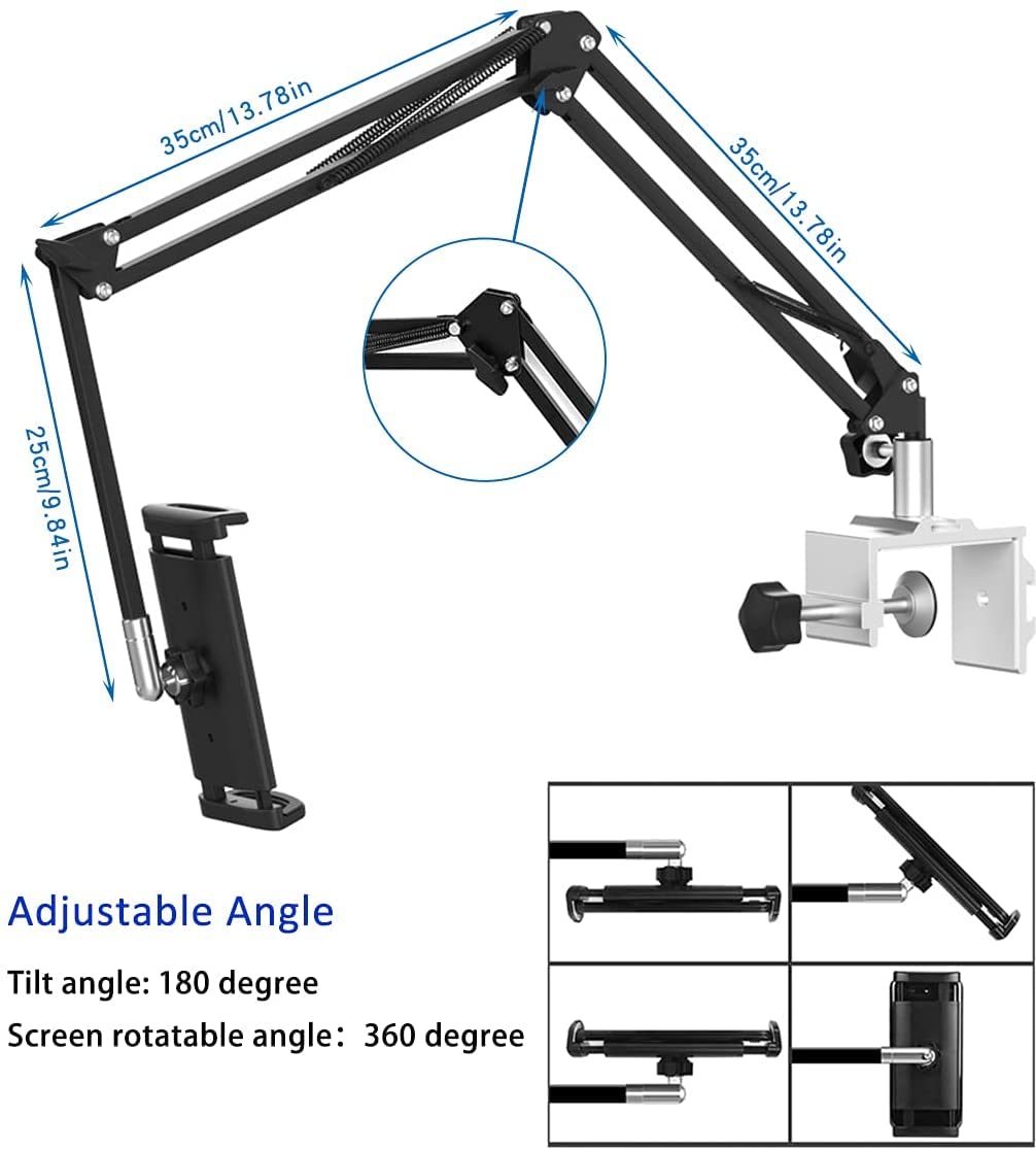 Tablet Stand for Bed, Adjustable and Foldable Tablet Stand Holder with 360 Degree Rotation for 4.7-10.5 inch iPhone Ipad Cellphone Tablet