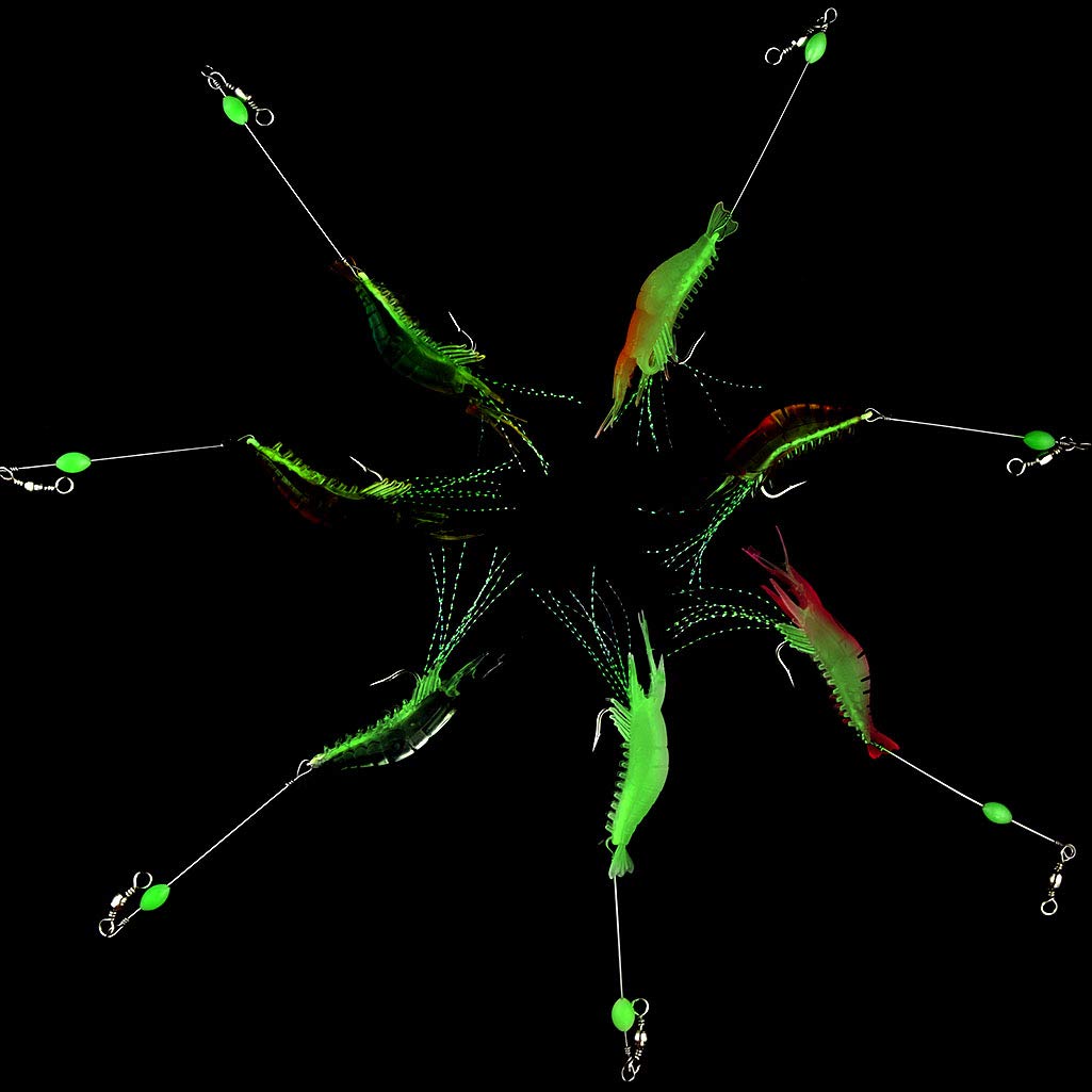 14pcs Shrimp Bait Artificial Silicone Soft Baits Luminous Fishing Lure with Sharp Hooks Fishing Tackles Freshwater/Saltwater