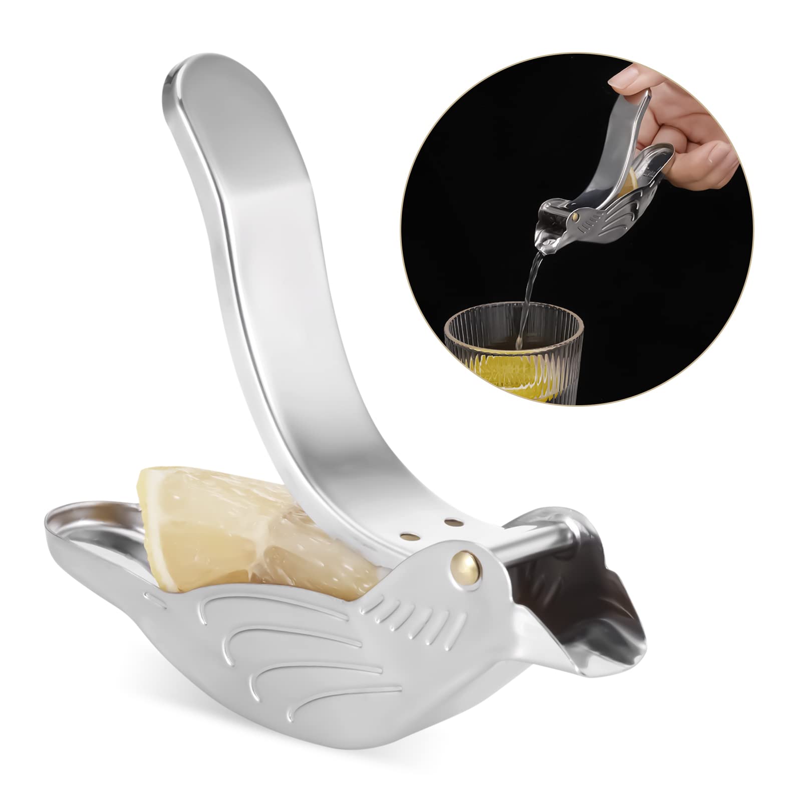 2 Pcs Bird Lemon Squeezer, Stainless Steel Lemon Wedge Squeezer Manual Lemon Juicer Hand Press Lime Slice Squeezer Portable Fruit Juicer for Citrus Orange Lime Pomegranate Kitchen Bar Gadget
