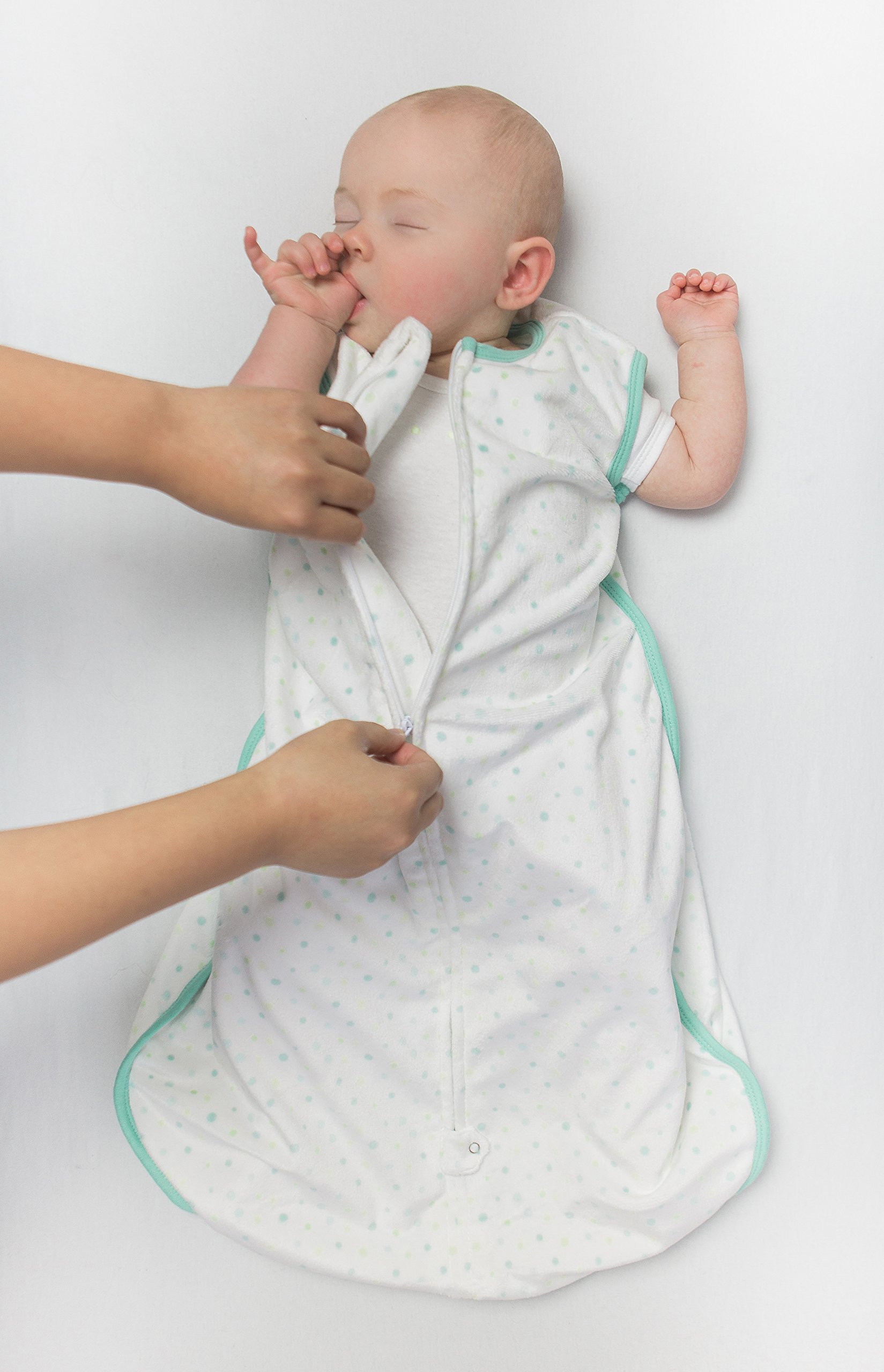 Amazing Baby Microfleece Sleeping Sack, Wearable Blanket with 2-Way Zipper, Use After Swaddle Transition, Playful Dots, SeaCrystal, Large 12-18 Month