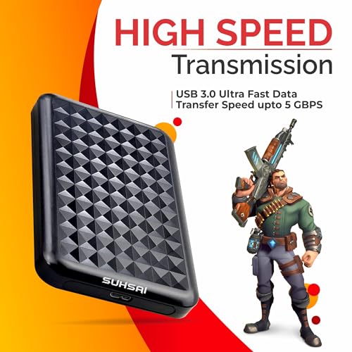 SUHSAI External Hard Drive 500GB High Speed Data Transfer USB 3.0 Hard Disk 2.5inch Memory Expansion Data Storage & Portable Backup HDD Compatible with PC, Computer, MacBook, Chromebook