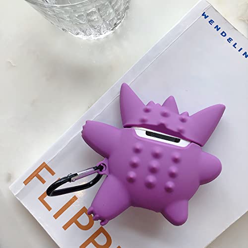 Airpod 3 Case, 2021 with Keychain Cute Cartoon Candy Design Shockproof Skin Protection Accessories Airpod 3rd Silicone Cover. (Geng Ghost Purple)