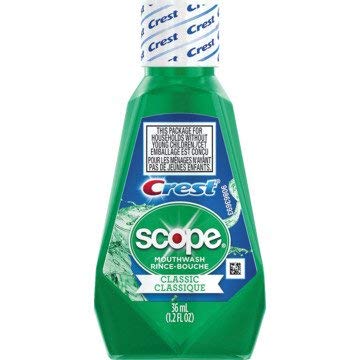 Crest Scope Mouthwash, Classic Mouth Rinse, Travel Size 1.2 Ounces (36ml) - Pack of 12