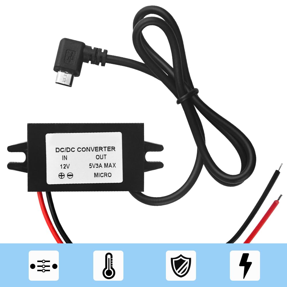 XINGYHENG 2PCS DC-DC Buck Converter Module 3A 12V 24V to 5V DC Power Converter with Micro USB Connector (Right Angle USB Interface)