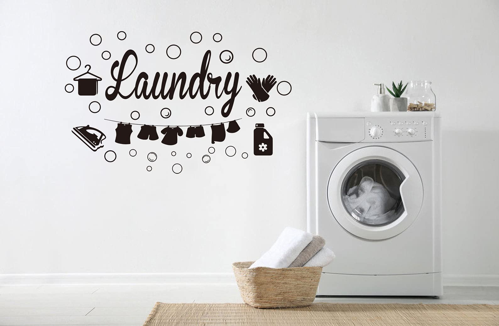 Summerjokes Laundry Funny Wall Sticker Decal Vinyl Sticker, Family Bathroom Toilet Spa Art Wall Decoration