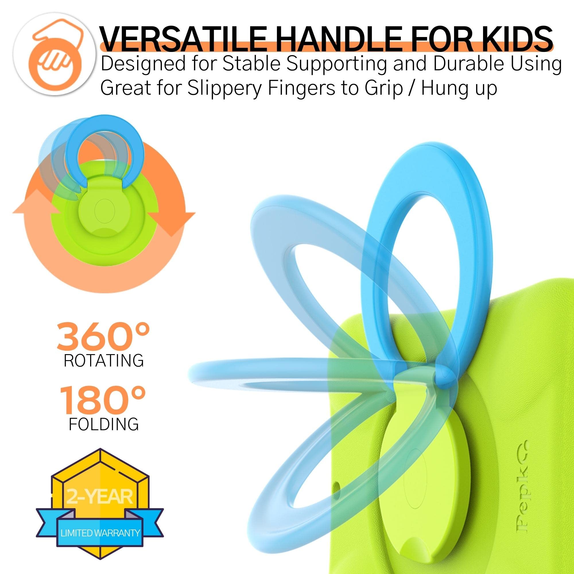 PEPKOO Kids Case for iPad 9.7 2017/2018 - Lightweight Shockproof Handle Stand Rugged Cover for Apple iPad 6th Generation/5th Gen/Air/Air 2 (Green)