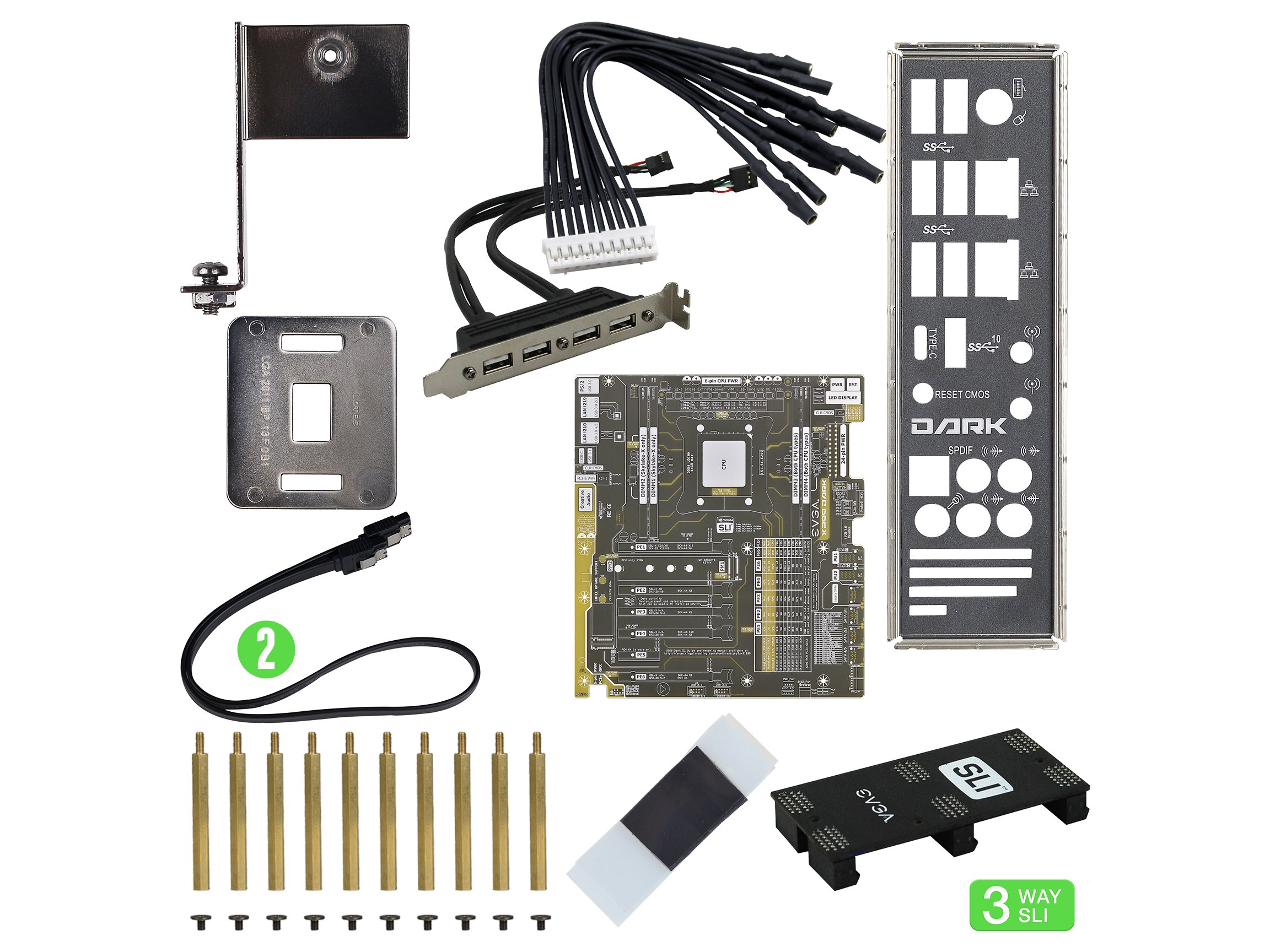 EVGA X299 Dark, LGA 2066, Intel X299, SATA 6Gb/s, USB 3.1, USB 3.0, EATX, Intel Motherboard 151-SX-E299-KR