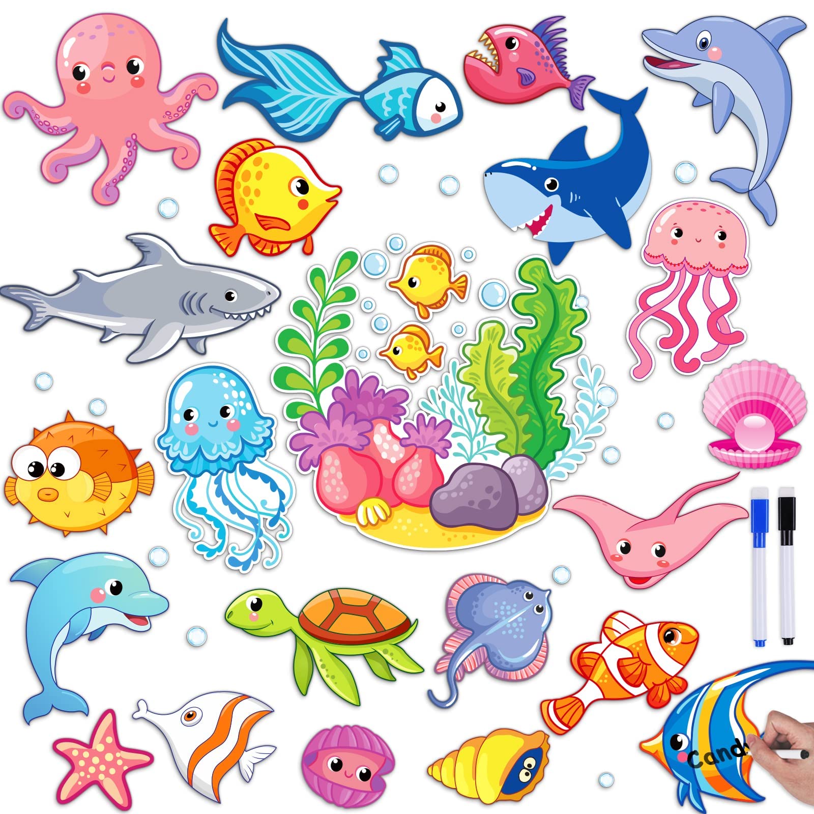 40pcs Cruise Door Decorations, Magnetic Cute Ocean Sea Animal Magnetic Cruise Ship Door Car Decorations for Fridge Refrigerator Carnival Cruise Party Supplies Favors