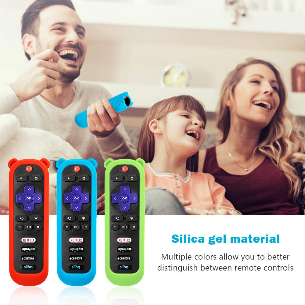 3 Pack TV Remote Case for TCL Roku TV RC280 Remote Control, Silicone Protective Controller Skin Lightweight Shockproof TCL Roku TV Remote Cover Cute Ear Shape Anti Slip Universal Replacement Sleeve