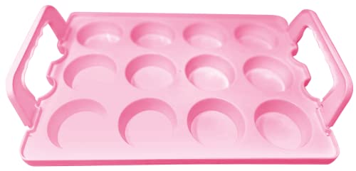 DuraCasa Cupcake Carrier, Cupcake Holder - Premium Upgraded Model - Store up to 36 Cupcakes or 3 Large Cakes - Stacking Cupcake Storage Container - Cookie, Muffin or Cake Carrier (Pink, Three Tier)
