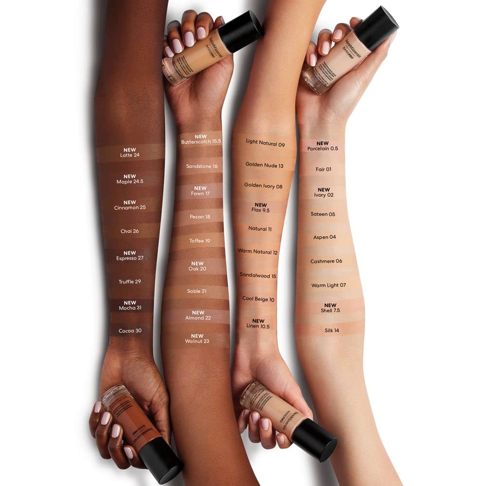 bareMinerals Barepro Performance Wear Liquid Foundation SPF 20, Breathable Makeup for Face, Full Coverage, 24HR Wear, Natural Matte Finish, Vegan (Light Natural 09)