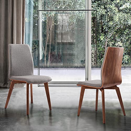 Armen Living Archie Modern Fabric Upholstery Dining Room Kitchen Accent Chairs - Set of 2, Gray, 18.5" Seat Height