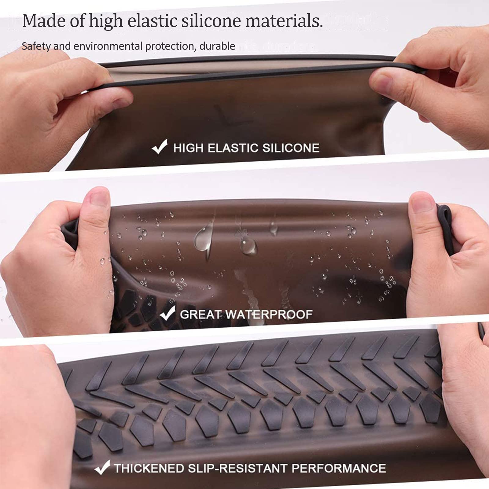 3 Pairs Waterproof Silicone Rain Shoe Covers,6PCS Impermeables Silicone Rubber Boot Covers,Non-Slip,Water Resistant,Reusable,Stretchable,Foldable,for Kids,Men,Women Cycling,Outdoor Protection（S,M,L）