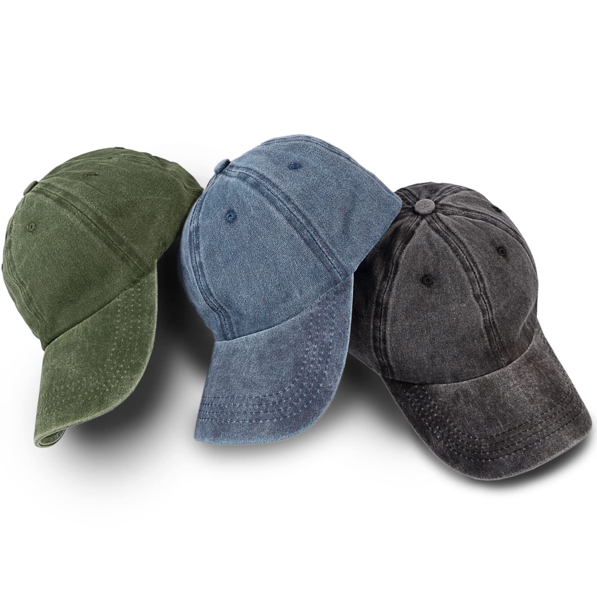 3pcs Plain Blank Structured Baseball Cap, Extended Brim Cotton Dad Hat Adjustable Size for Men Women All Seasons (Beige+Grey+Black)