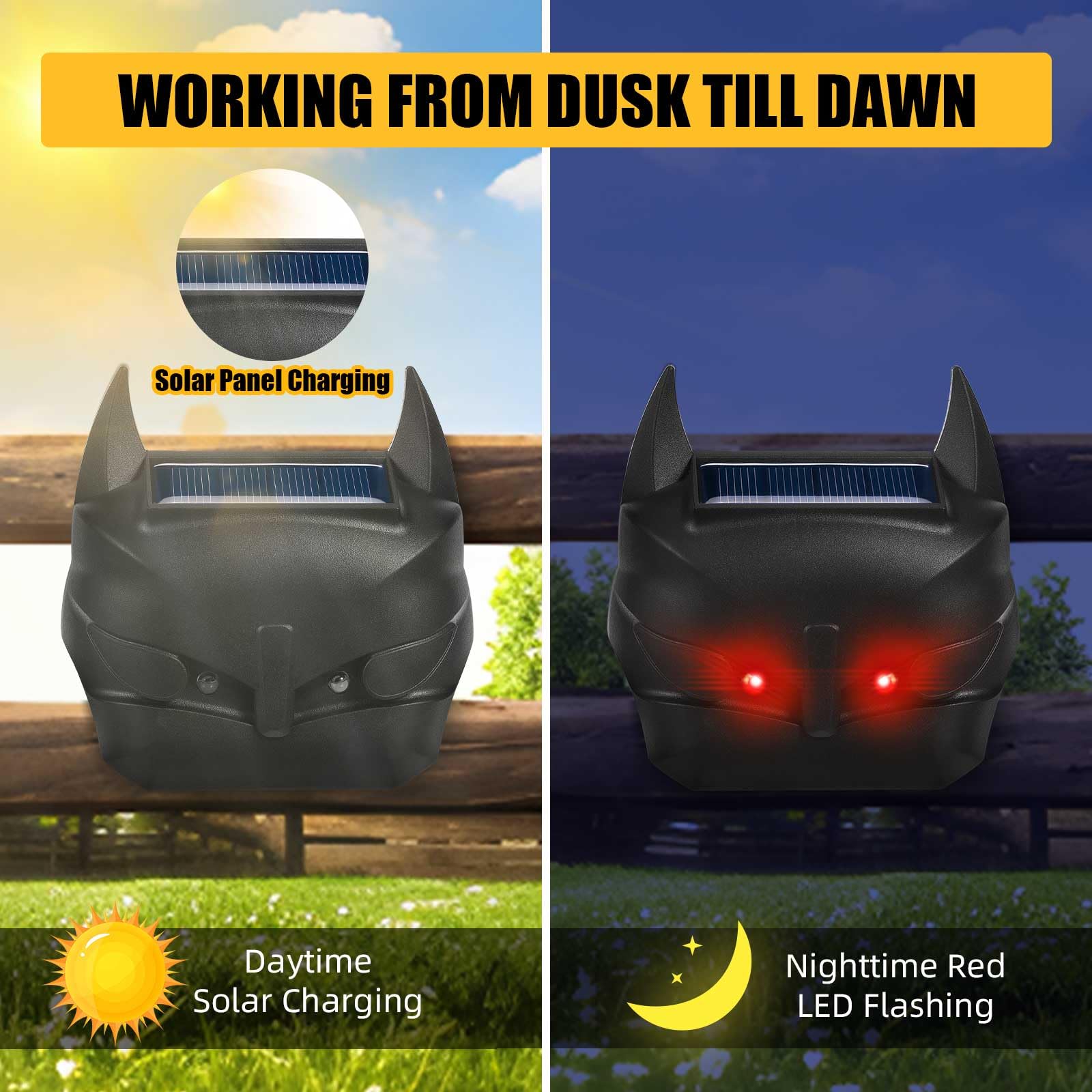 4 Pack Coyote Deterrent,Solar Nocturnal Animal Repeller Outdoor Predator Light for Chicken Coop Deer Repellent with Strobe Lights,Effective Guard Solar Predator Eyes Deterrent Lights for Raccoon Skunk