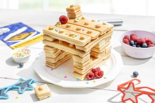 Building Brick Electric Waffle Maker- Cook Fun, Buildable Waffles, Pancakes in Minutes - Build Houses, Cars & More Out of Stackable Waffles- Bite Sized Easy to Hold, Nonstick Iron, Kids Breakfast Gift
