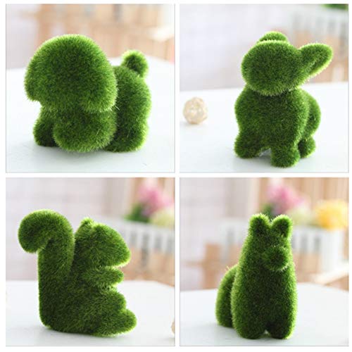 3 Pcs Artificial Moss Animal Turf Grass Rabbit Furry Flocked Bunny Rabbit Alpaca Squirrel Puppy Figurine Easter Rabbit Cute Animal Ornaments Decor for Home Office Party Desk Garden
