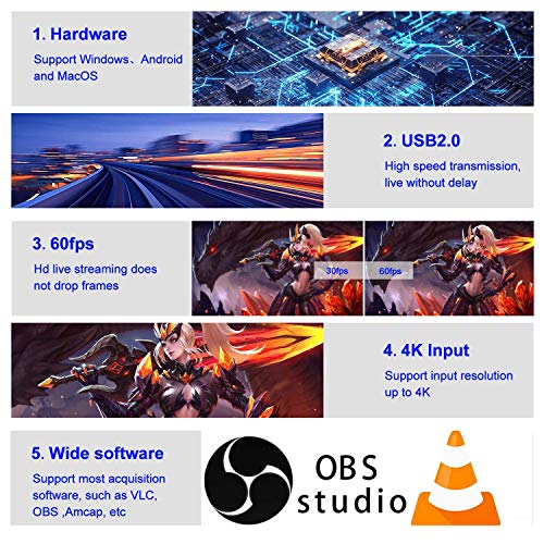 ORIVISION Video Capture Card 4K HDMI Device with Loop Out, Full HD 1080P Game Capture Video Recorder for Live Streaming, Broadcasting or Video Conference,S3/PS4/Xbox One/DSLR/Camcorders