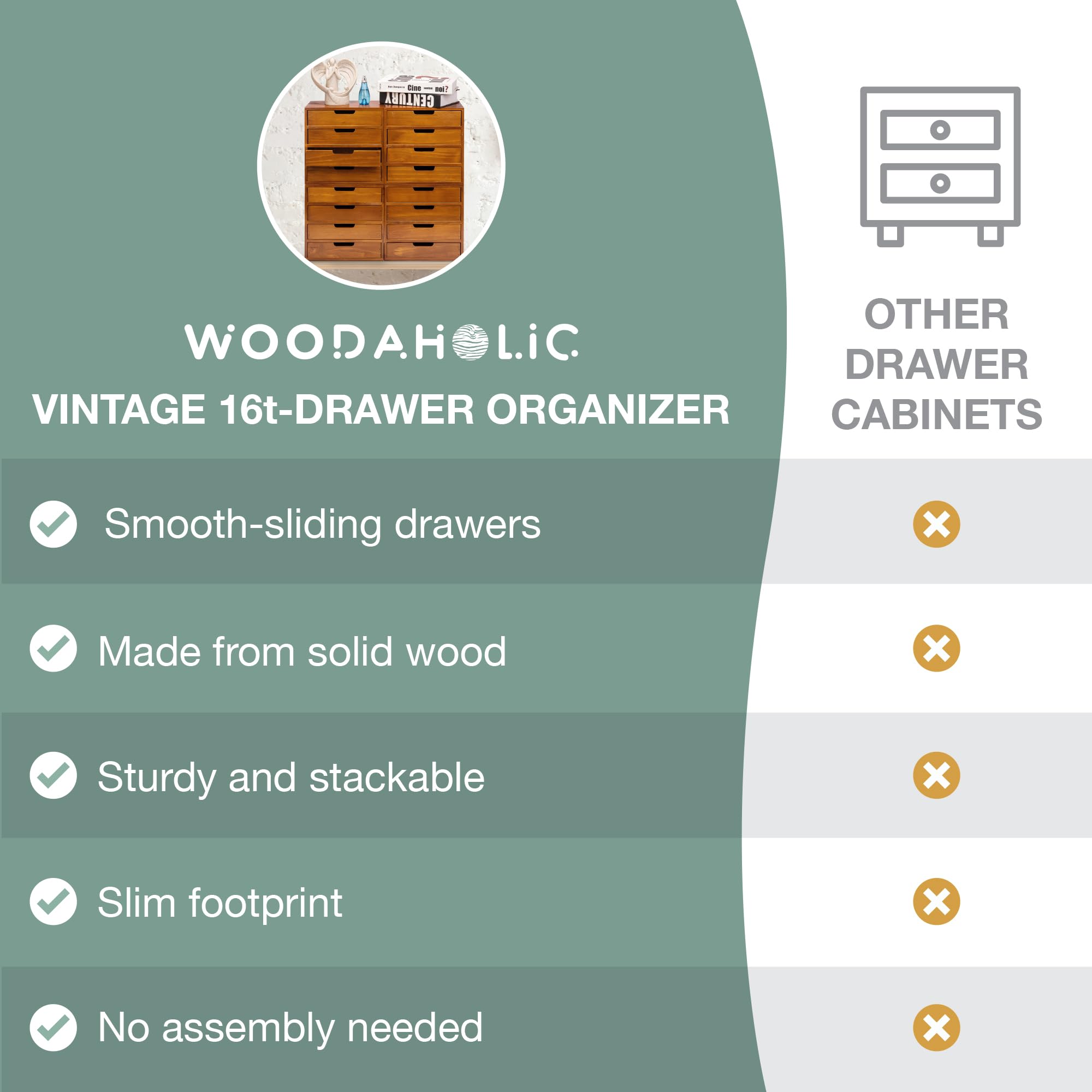 4-Pack 4 Drawer Desktop Storage Organizer in Modern Wood Design (20โx7โx 20โ) Stackable Drawers For School Office - Vanity Accessories Organizer - Countertop Organizer Drawer in Modern Mahogany Wood