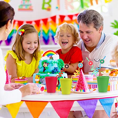 32pieces Kids Drinking Straws Reusable Donut Theme Kids Party Straws for Theme Party Crazy Straw