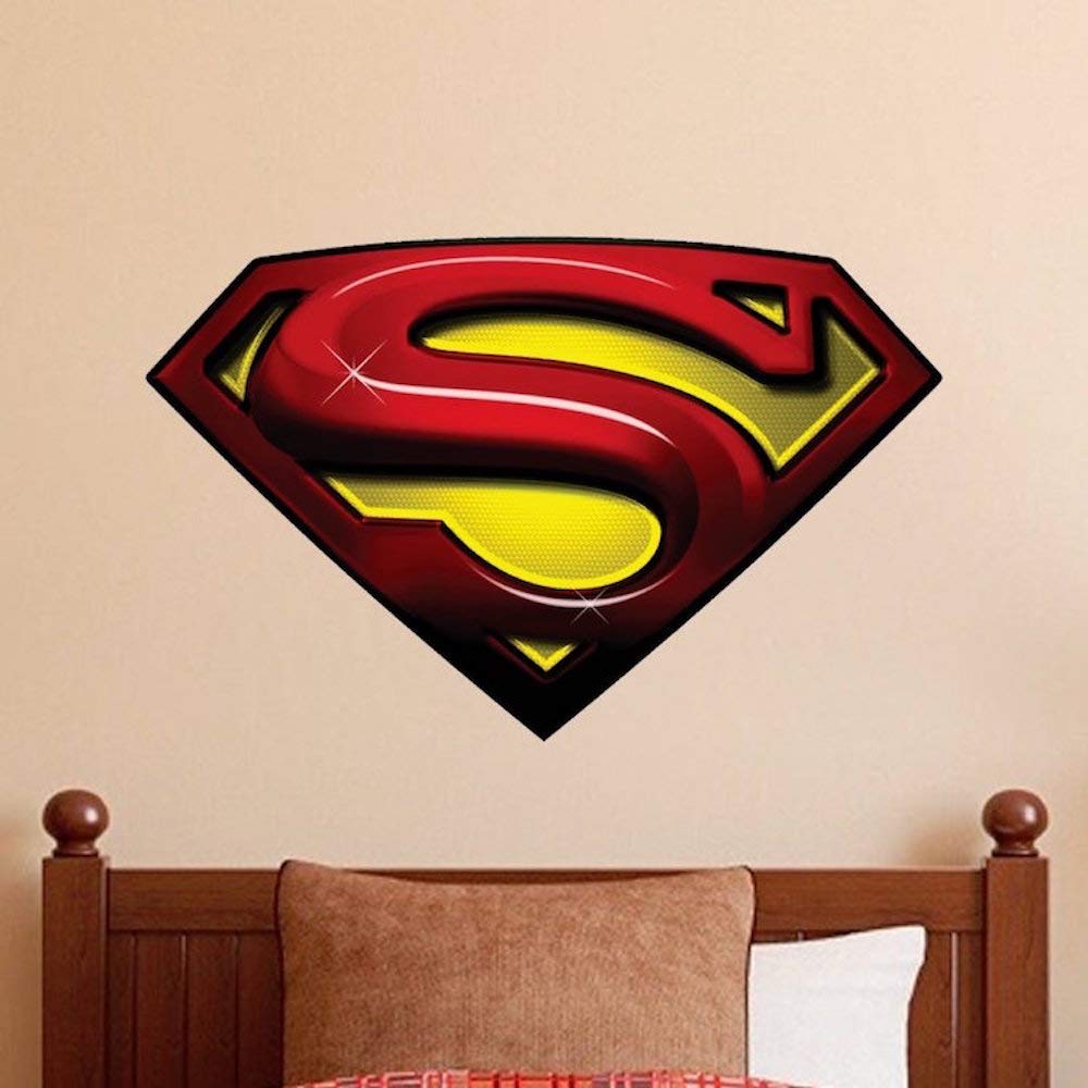 Super Guy Wall Decal Sticker - Super Guy Fan Art Inspired Logo Wall Decal Justice Team Wall Art Kids Bedroom Wall Decor Superhero Sticker Removable Wallpaper Decals, a48