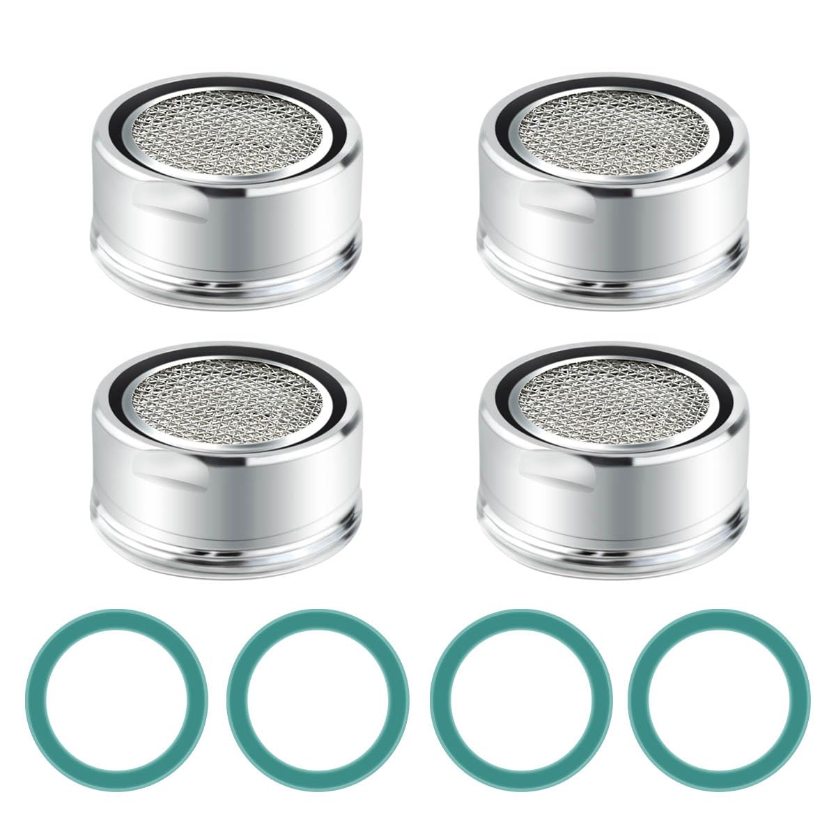 4 Pack Faucet Aerator Kitchen Faucet Aerator with Filter Bathroom Sink Faucet Aerator Replacement Parts with Brass Shell Male Thread Aerator Faucet Filter Gasket for Kitchen Bathroom Chrome