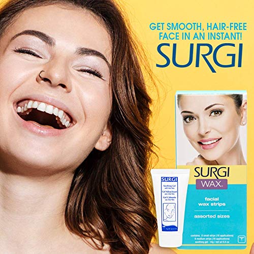Surgi-wax Facial Honey Wax Strips For Face, Upper Lip, Chin and Cheek, Assorted Sizes, 1-pack