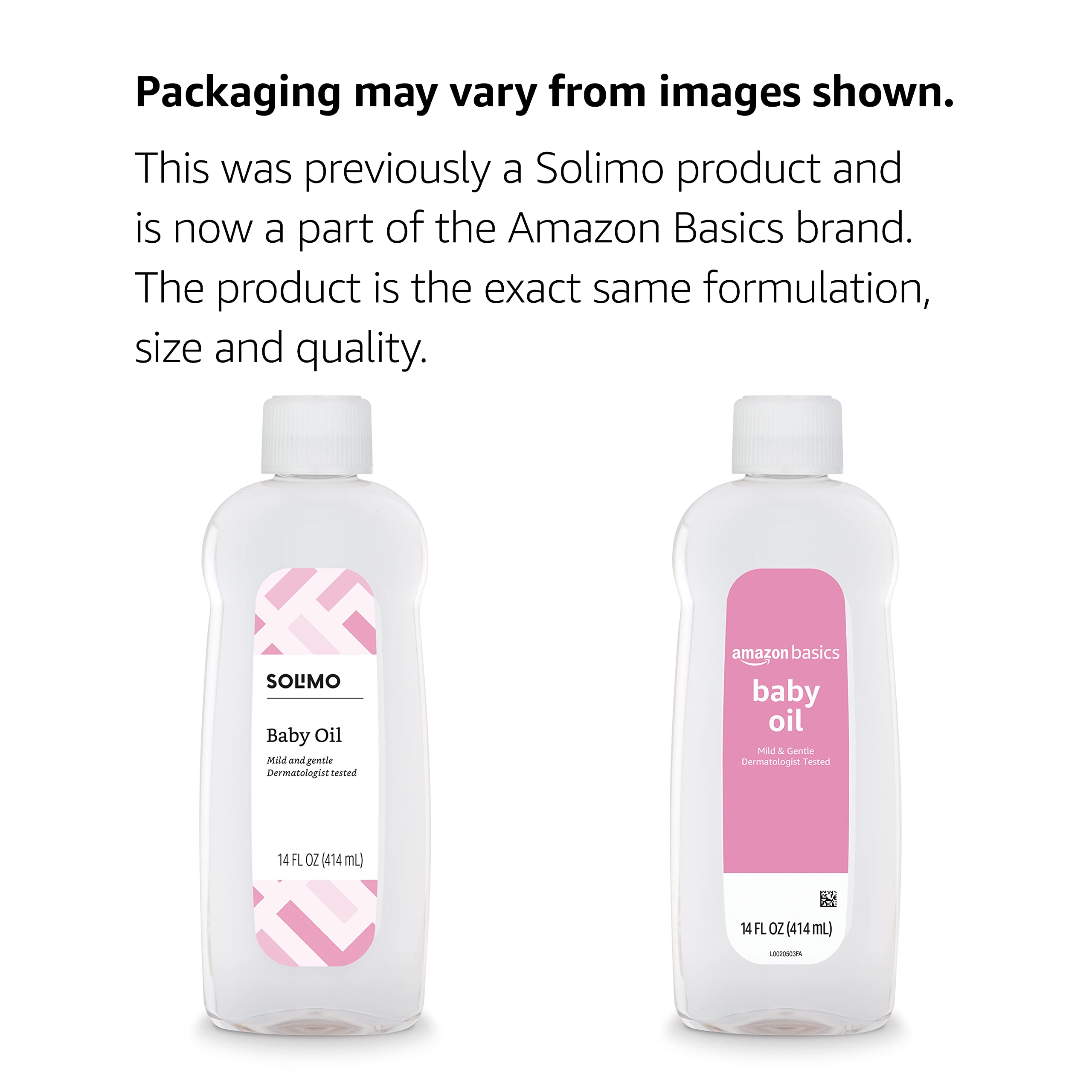 Amazon Basics Baby Oil, Mild & Gentle, Dermatologist Tested, Lightly Scented, 14 Fluid Ounces (Previously Solimo)