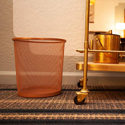 SHS Round Mesh Stainless Steel WasteBasket Trash Can Recycling Bin for Home, Office, Bathroom, Bedroom & Kitchen, 3.5 Gallon / 12L, 11β Height x 10β Diameter Garbage Can (Rose Gold)