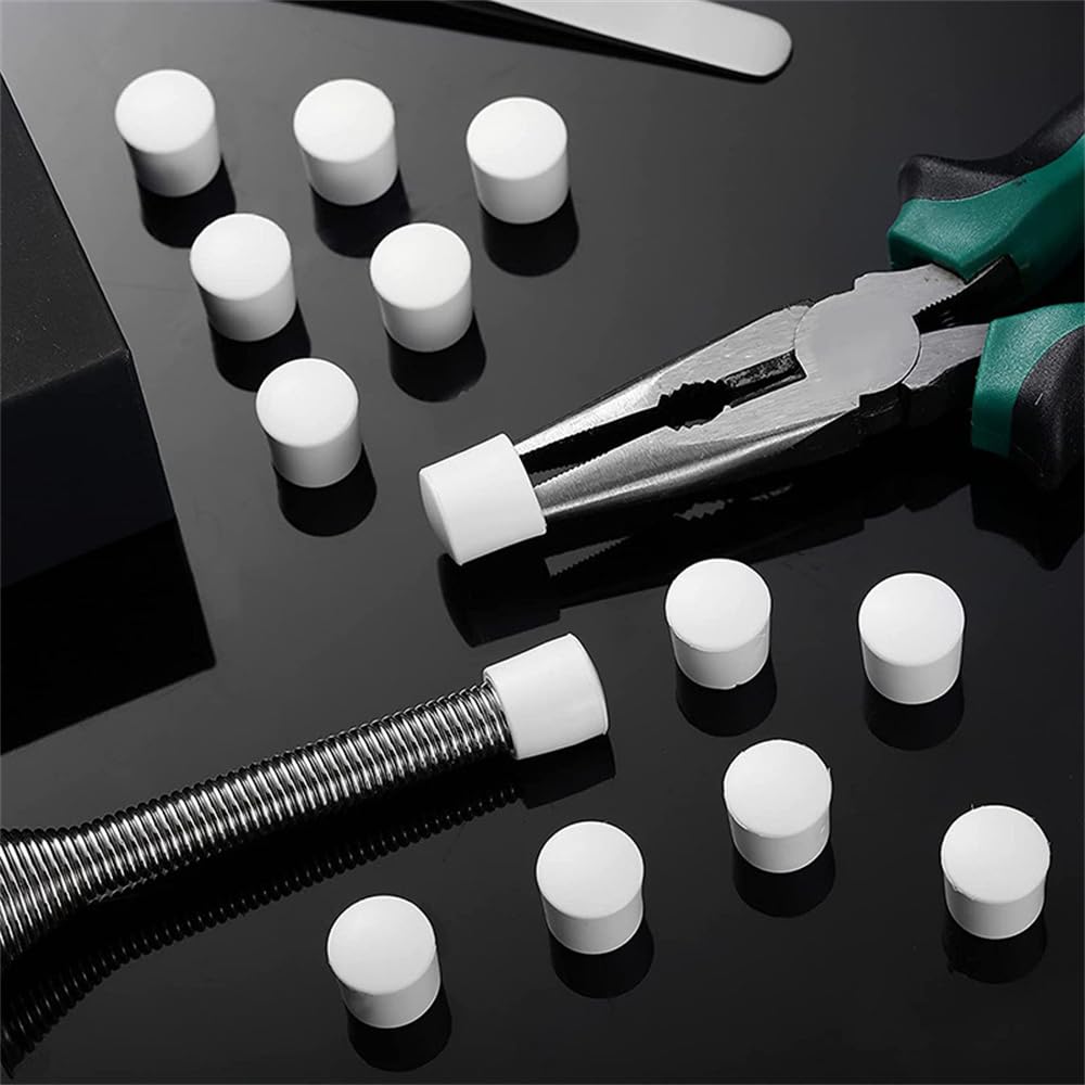 24 Pcs Premium Rubber Door Stop Stud Replacement Tips β Doorstopper Bumpers, Springe Hinge End Caps for Wall & Floor Protection β Universal Size (White)