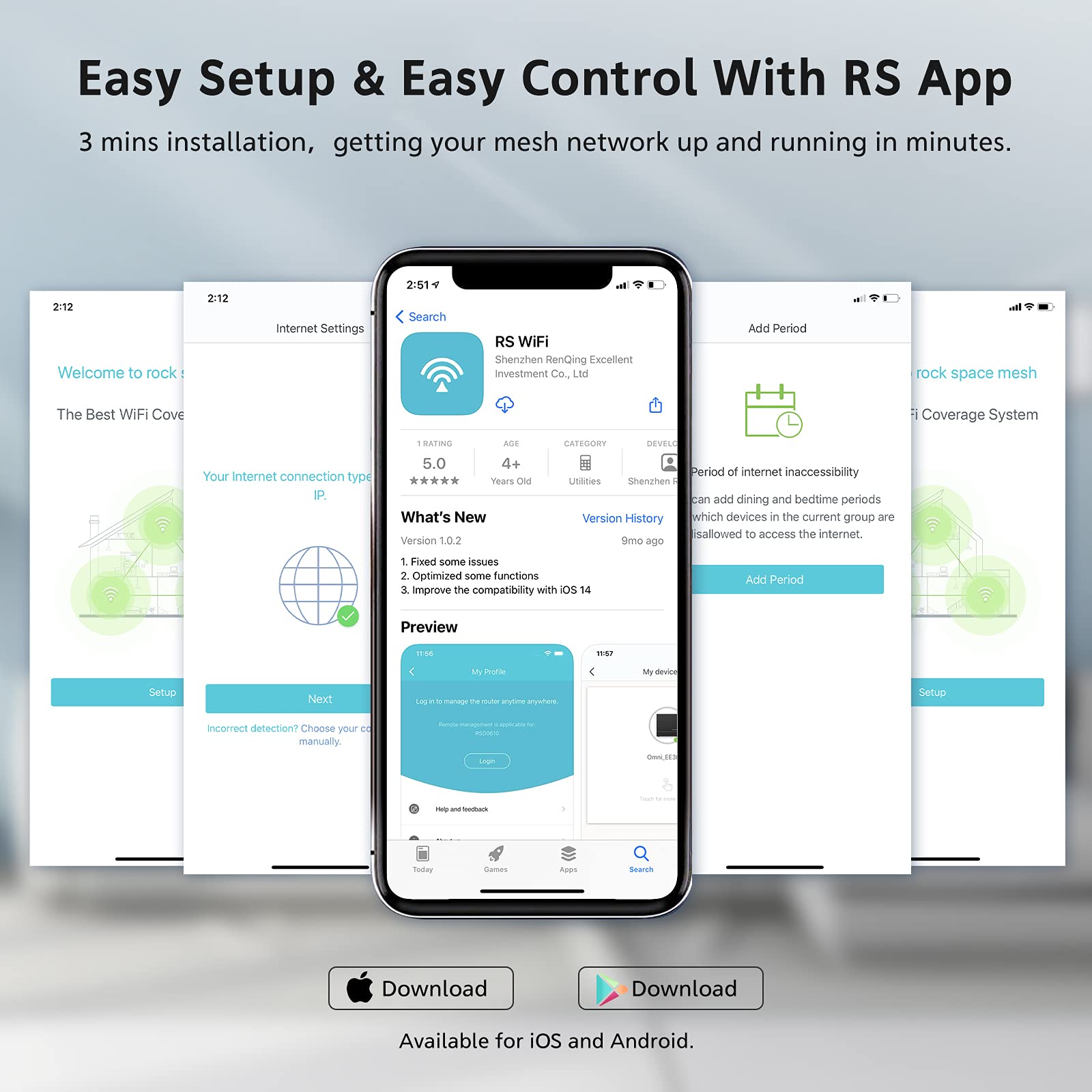 Whole Home WiFi System- Dual Band Mesh WiFi System, AC1200 High Speed Seamless Roaming WiFi Network, Replaces WiFi Router & Extender, Wide Coverage up to 6000 sq.ft, Ideal for 6+ Bedrooms Home(3 Pack)