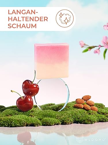 WLDOHO Shaving Soap for Women - Firm Shave Soap with Beautiful Scent - Vegan and Long-lasting Shaving Foam Sexy Cherry