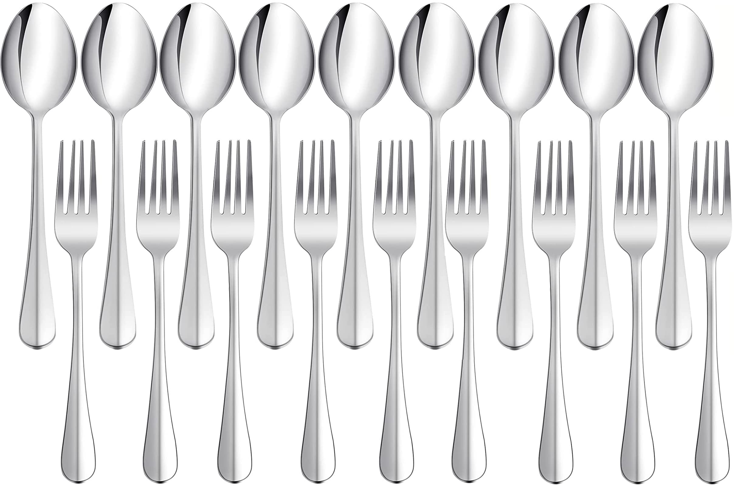 24Pcs Forks and Spoons Silverware Set,Tableware Spoons and Forks Set,Food Grade Stainless Steel Flatware Cutlery Set,Fork and Spoon Set for Home Kitchen Restaurant,Dishwasher Safe,Mirror Polished