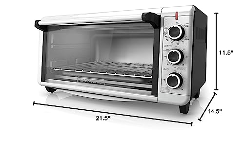 BLACK+DECKER TO3240XSBD 8-Slice Extra Wide Convection Countertop Toaster Oven, Includes Bake Pan, Broil Rack & Toasting Rack, Stainless Steel/Black Convection Toaster Oven