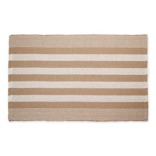 DII Woven Rag Rug Collection Recycled Yarn Cabana Stripe, 2x3', Stone