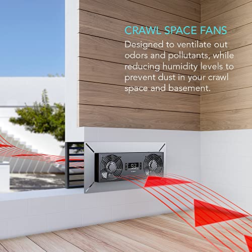 AC Infinity AIRTITAN T8, Crawlspace Basement Ventilator Fan, with Temperature Dehumidistat 10-Speed Controller, IP-44 Rated, Exhaust