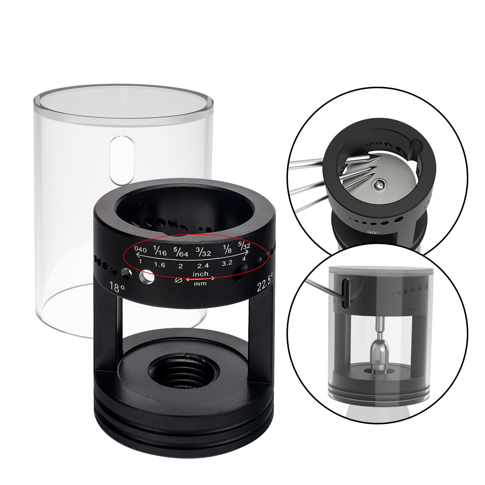 3mirrors ALUMINUM Tungsten Electrode Sharpener Grinder Head TIG Welding Tool 24 Guides, 24 Multi-Angle & Offsets, Full-featured Tool w/Dust Housing, Healthy Version