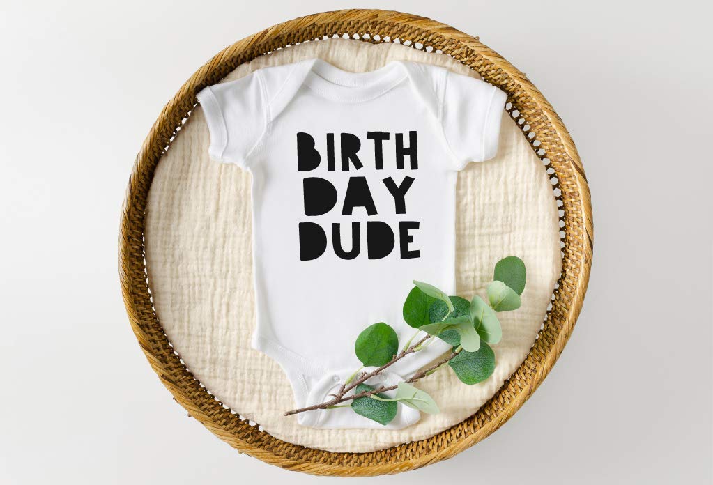 Bump and Beyond Designs Baby-Boys First Birthday Shirt, Birthday Dude White, 12-18 Months, Short Sleeve